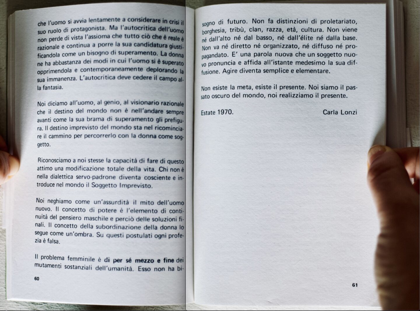 Carla Lonzi, Sputiamo su Hegel – diffrakt